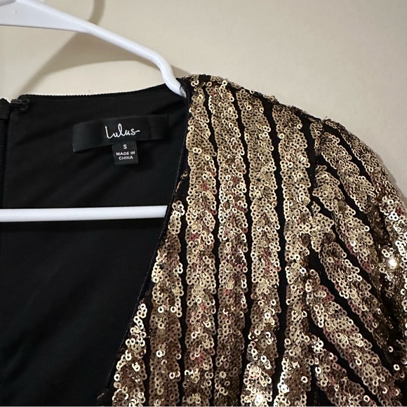Lulus | Dresses | New Lulus Party Starts Now Gold Sequin Long Sleeve ...